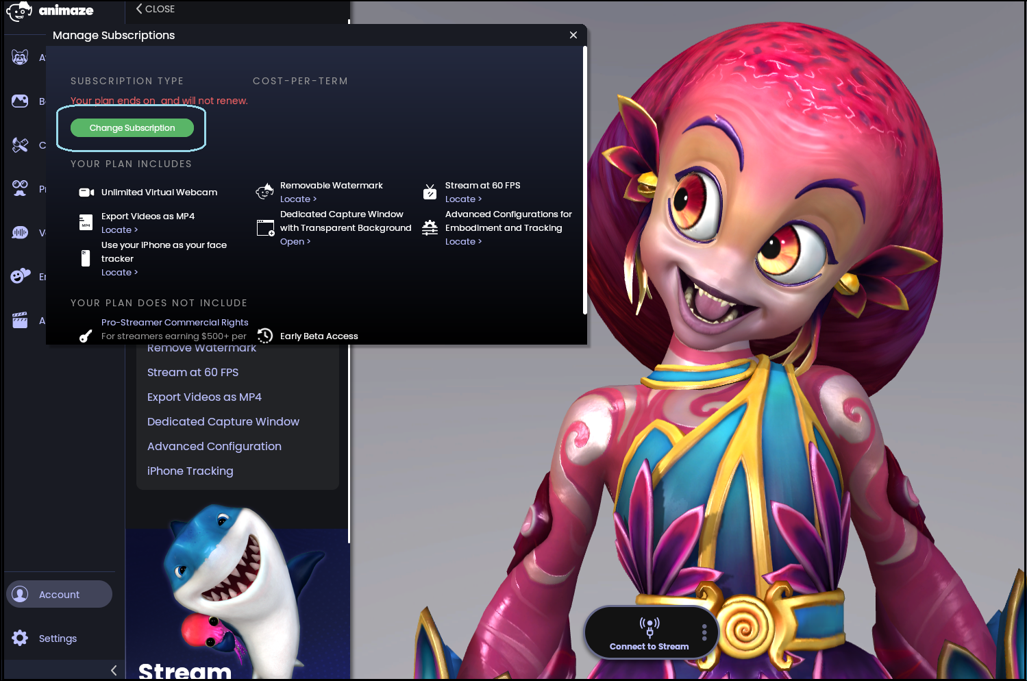 Animaze Desktop: How to manage your subscription