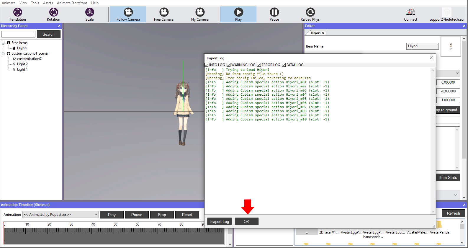 Getting started - Import Live2D model in Animaze Editor